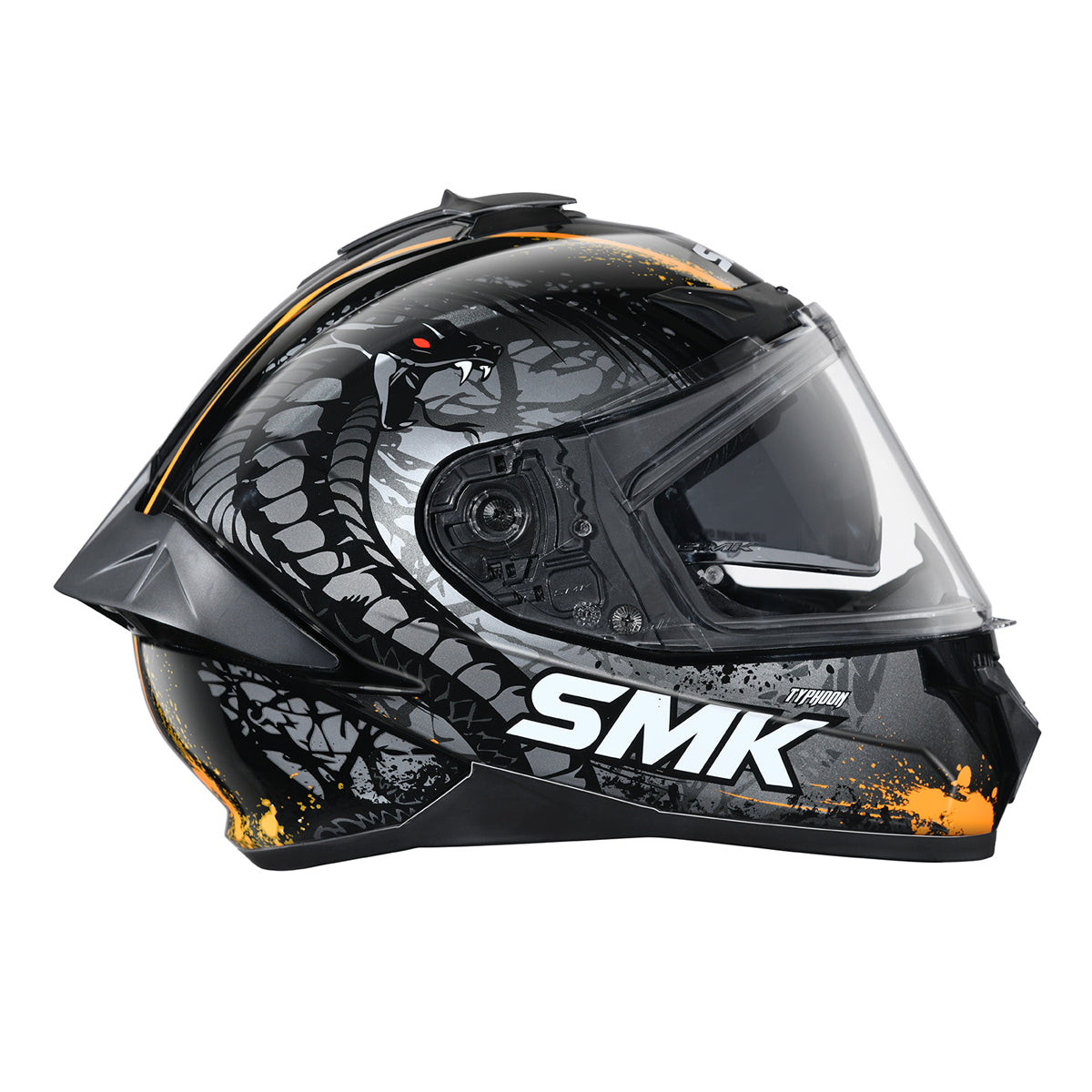 SMK TYPHOON REPTILE HELMETS - GL267 BLACK GREY ORANGE – Motorizzr